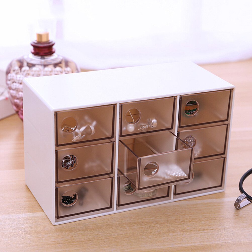 Mini 9 Grid Drawer Desk Storage Box Plastic Storage Organizer for Home ...
