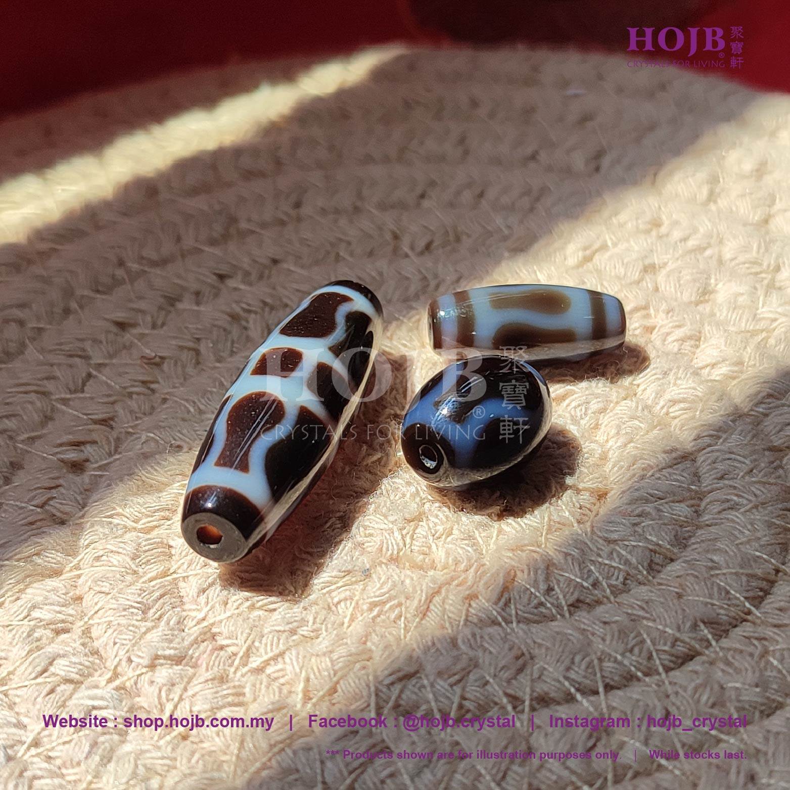 HOJB Tibetan Pure Dzi with Dorje Design 15-35mm 聚寶軒西藏至纯天珠"金刚杵天珠"15-35mm ...