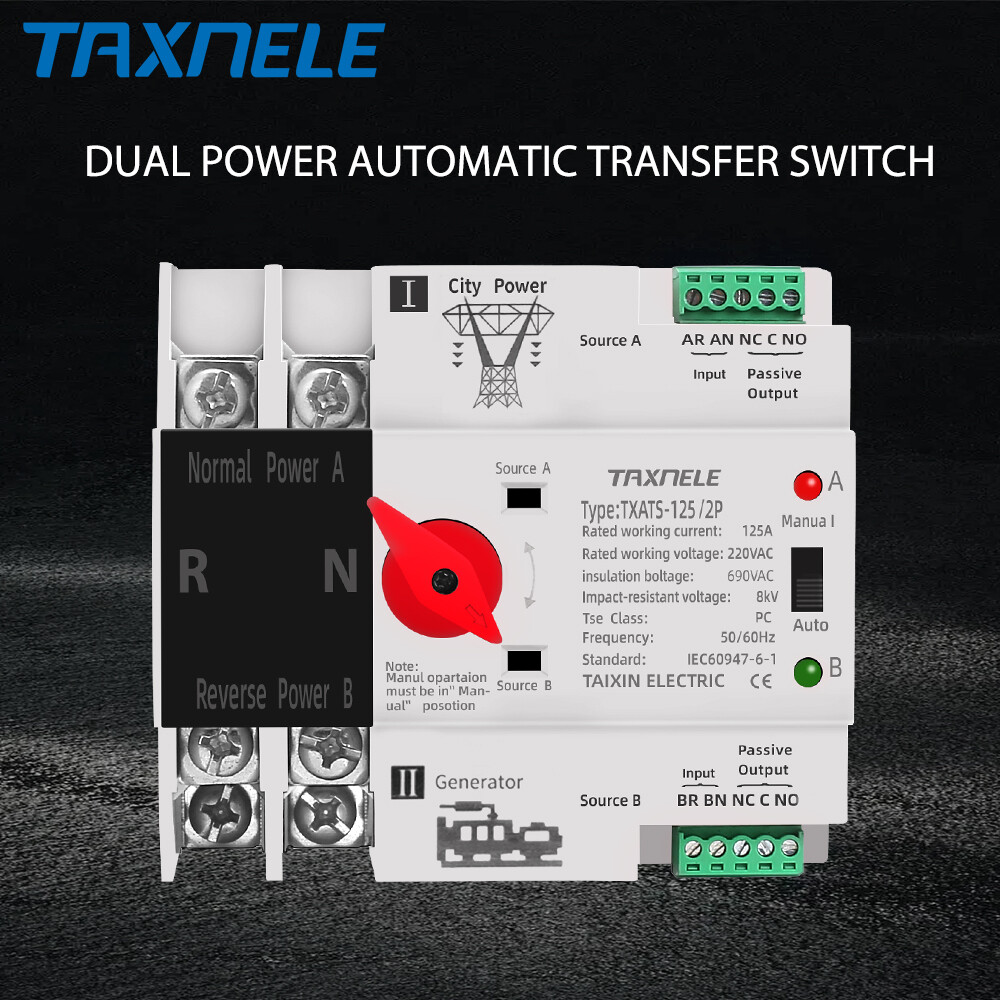Single Phase Din Rail ATS 2P 63A 100A 125A Dual Power Automatic ...