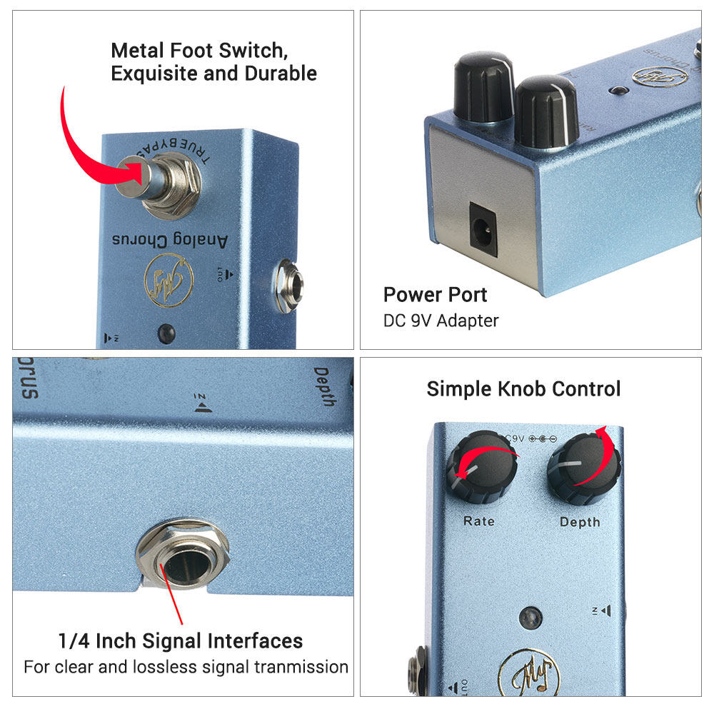 Analog Chorus Guitar Effect Pedal with Depth and Rate Knobs Mini Single ...