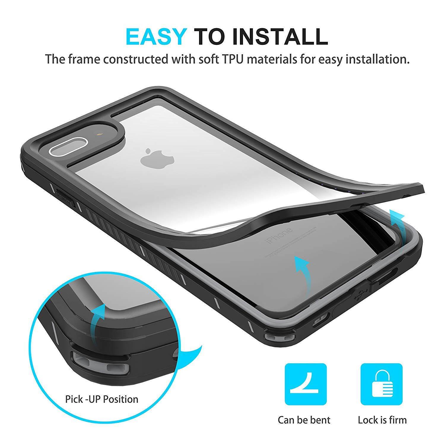 iPhone 7 Plus/8 Plus Waterproof Case, Underwater Snowproof Dirtproof ...