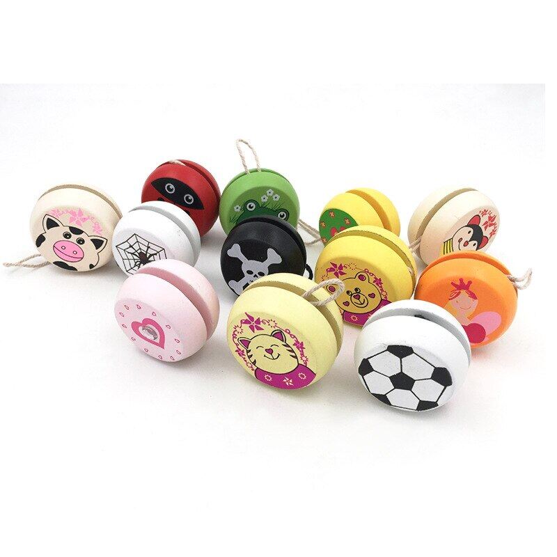 3Pcs/lot 5cm wooden cartoon pattern yo-yo creative building blocks ...