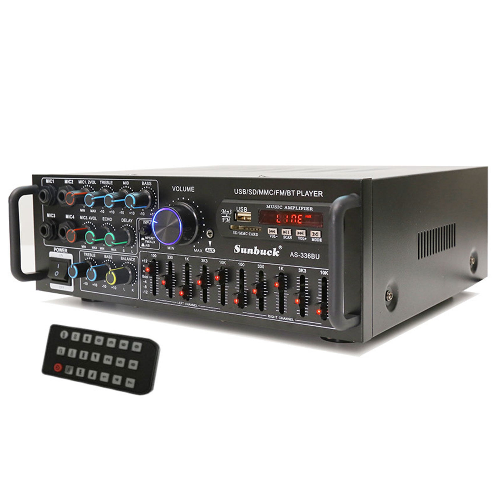 High Power Bluetooth Audio 2 Channel Amplifier 12V/220V Power Amplifier ...