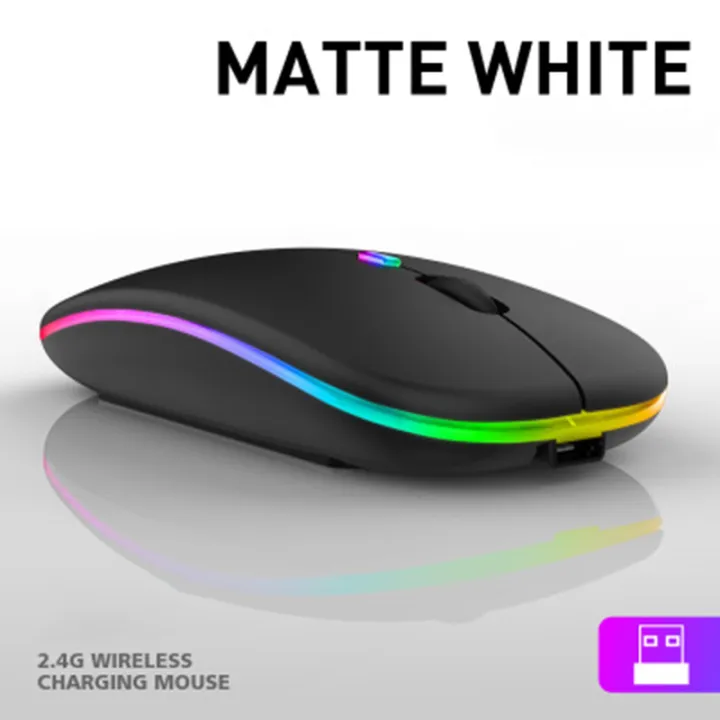 Wireless Mouse Rechargeable Silent LED Backlit Mice USB+Bluetooth Dual ...