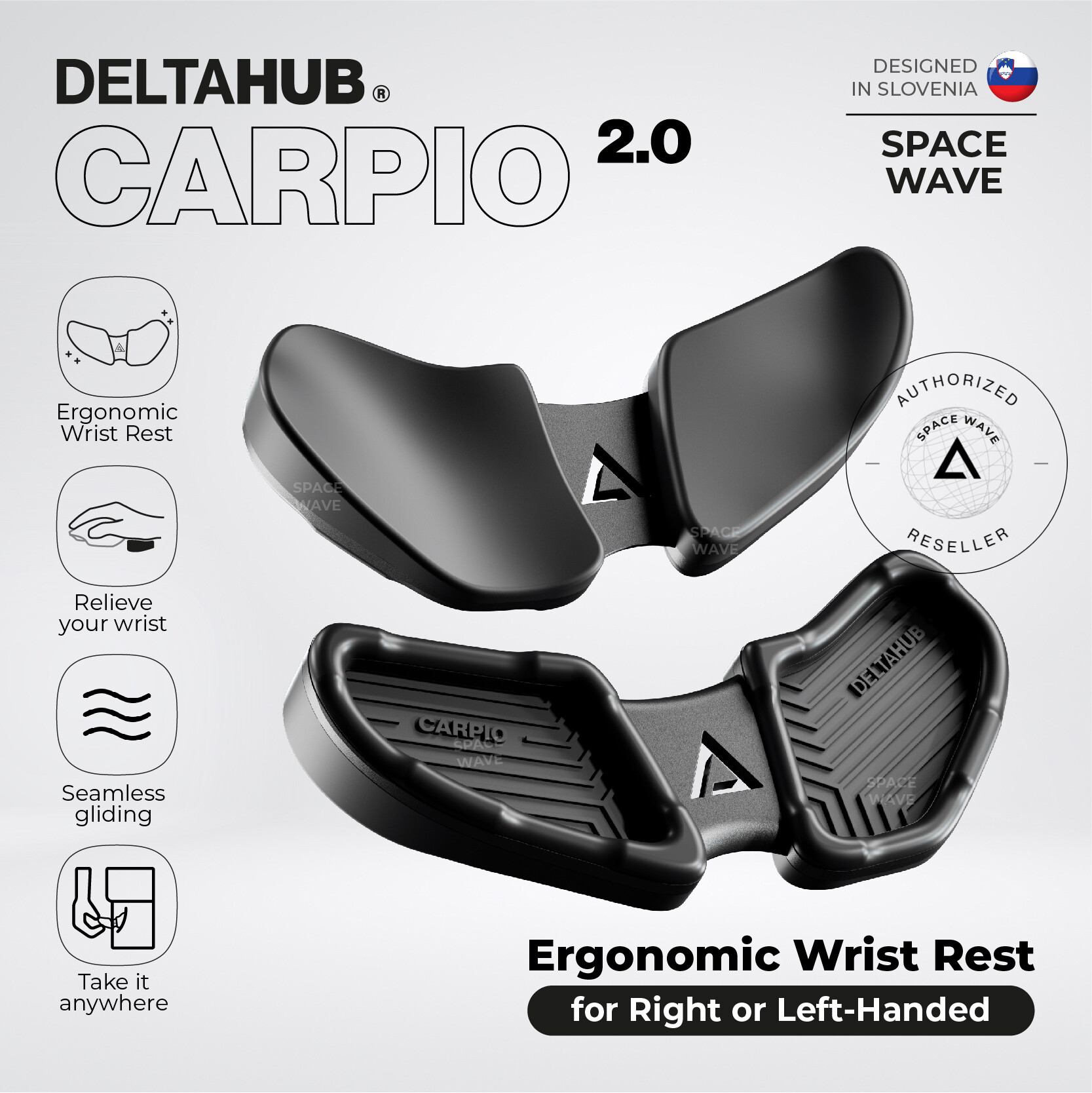 Deltahub Carpio 2.0 Truly Ergonomic Wrist Rest (Right and Left Hand ...