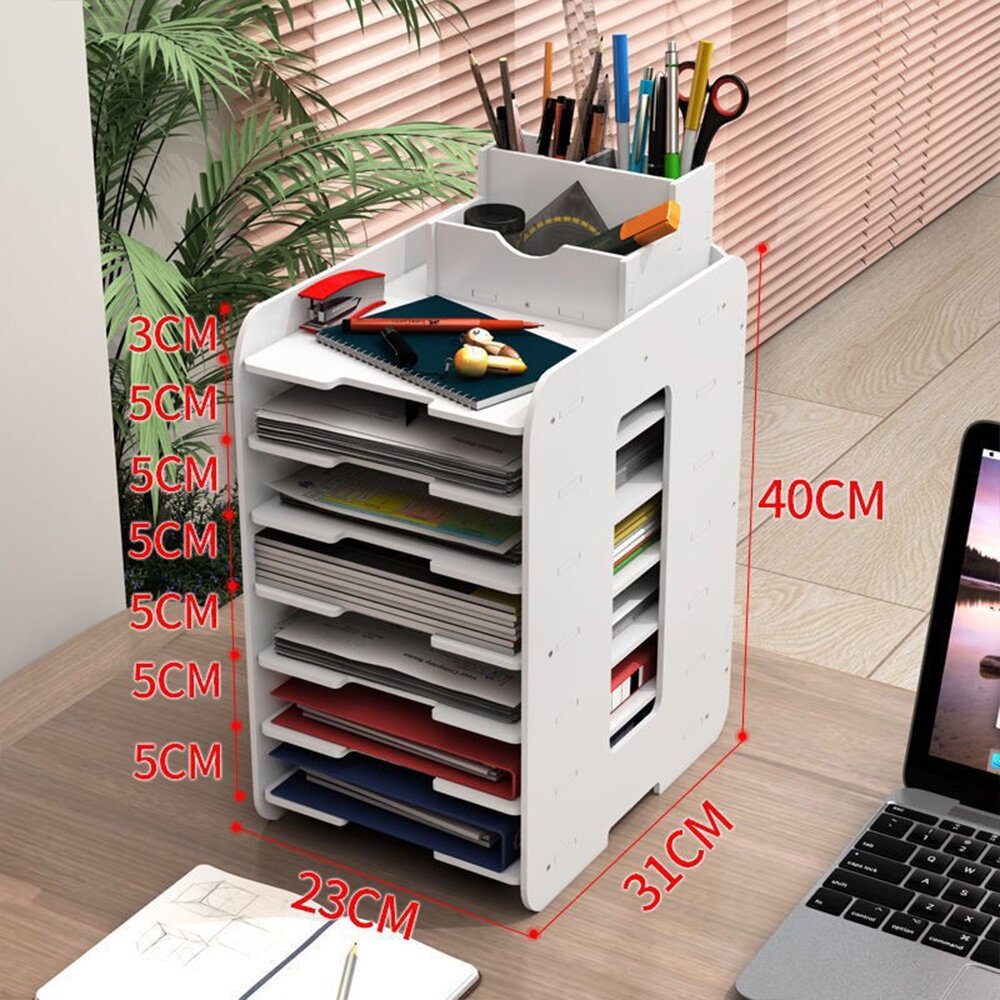 File Box Stationery Multi-layer Book Stand Rack Office A4 Information ...