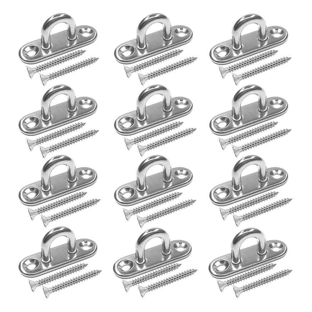 12 Pcs Stainless Steel Hook and Loop M5 Pad Eye Plate, Marine Hardware ...