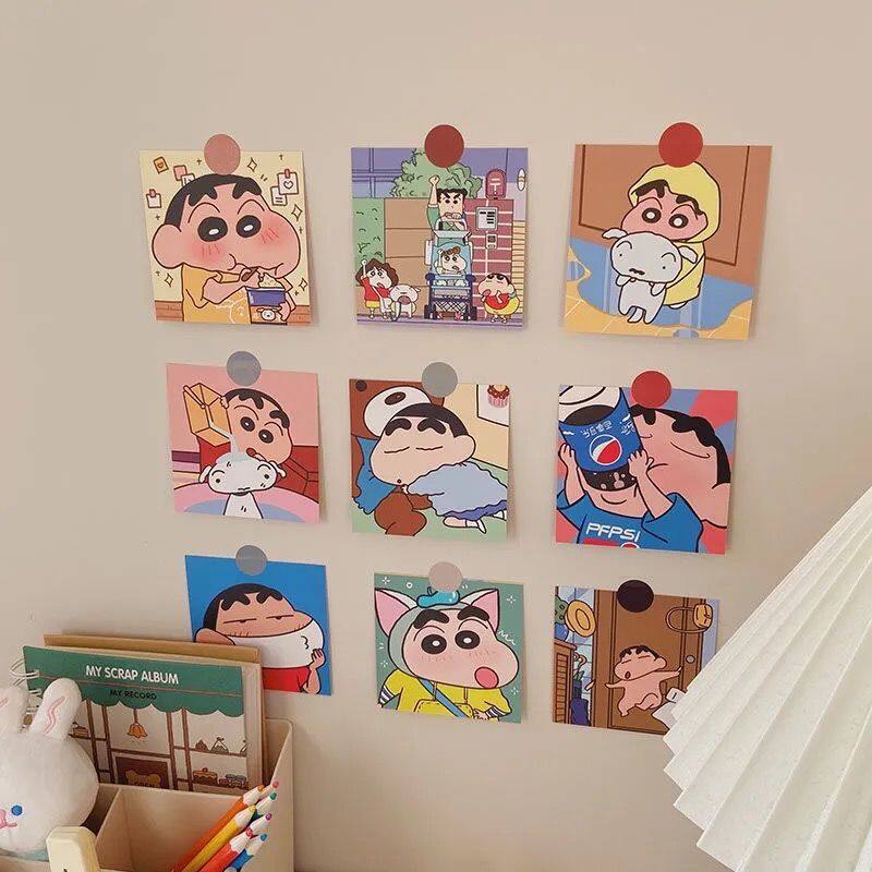 Double Side(9cm X 9cm) Cartoon Crayon Shin Chan Wall Card Prints, Gifts ...