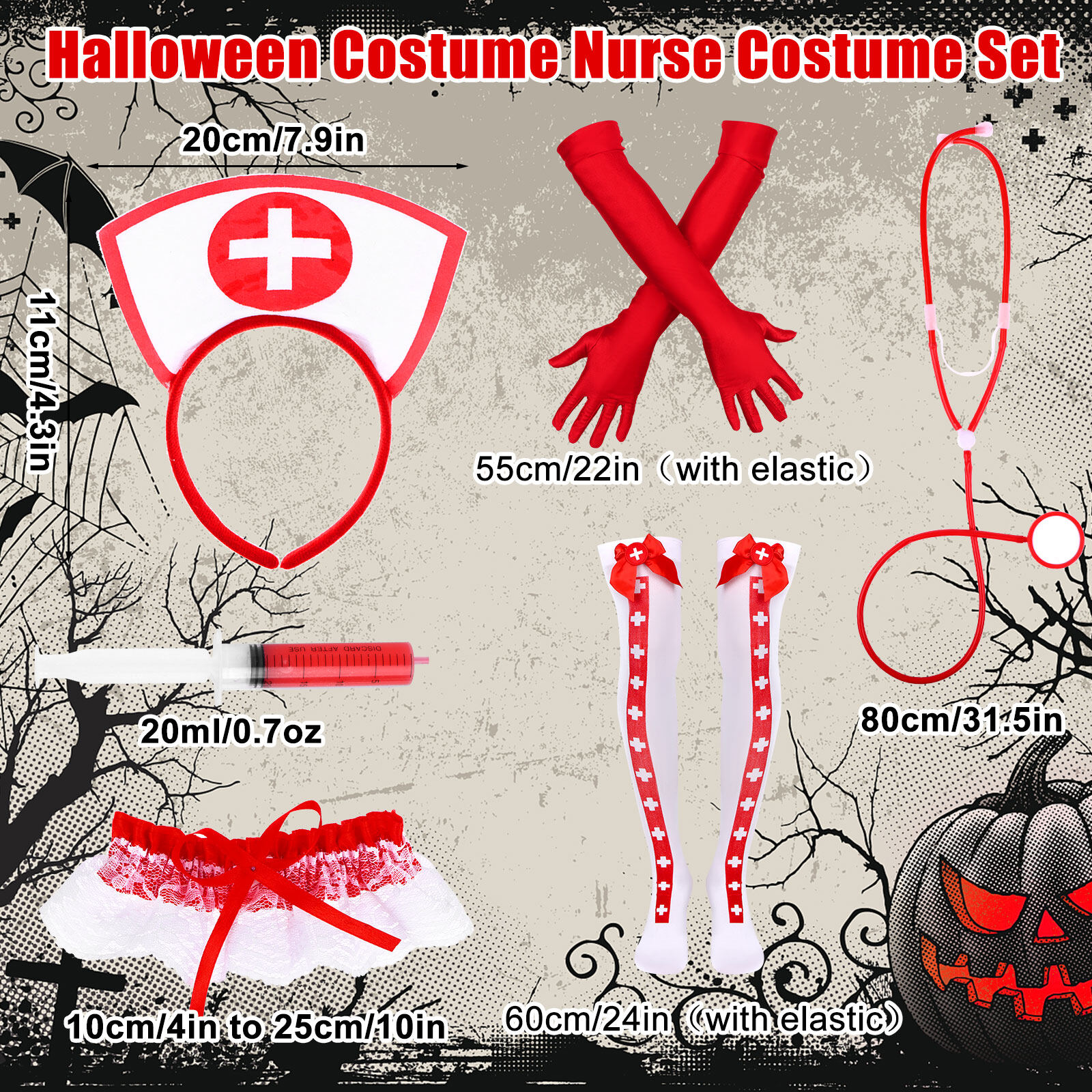 Home Living Halloween Nurse Costume Accessory Red Nurse Costume Kit ...