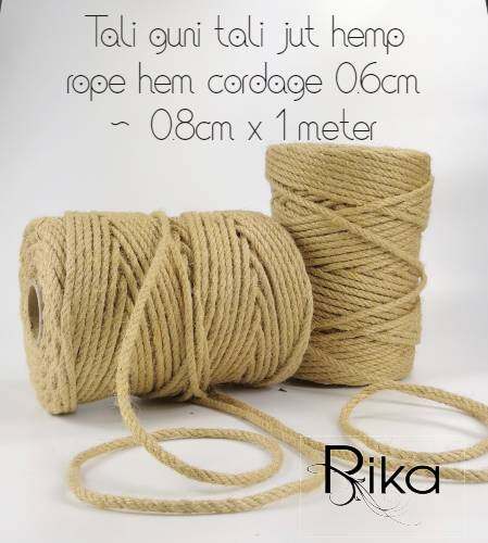 Tali guni tali jut hemp rope hem cordage 0.6cm ~ 0.8cm x 1 meter | Lazada