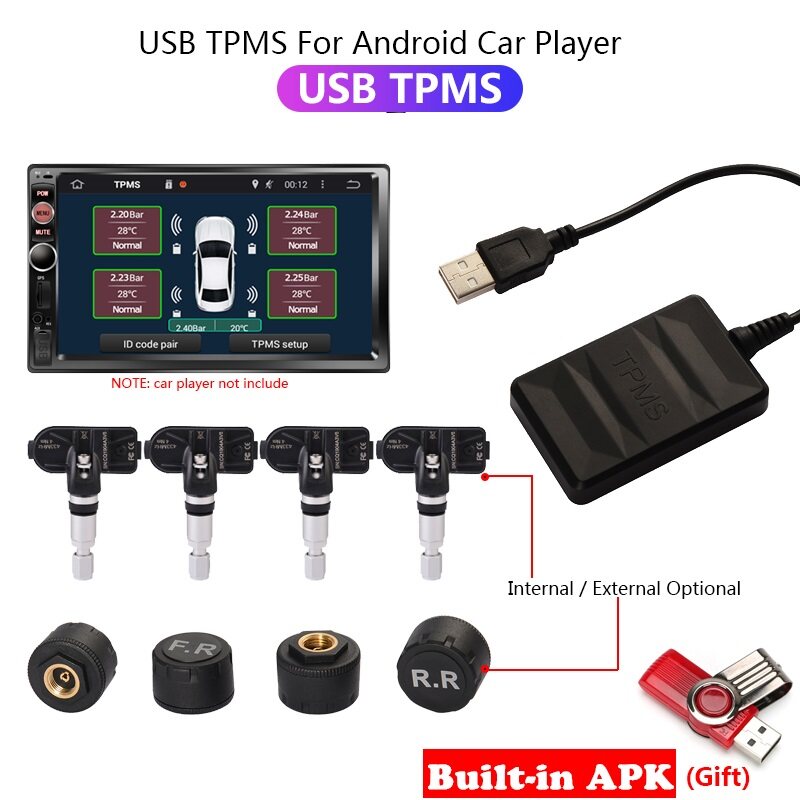 Manlubao CST-TY05A/ TY06A USB Android TPMS Tire Pressure Monitoring System Display Alarm System ...
