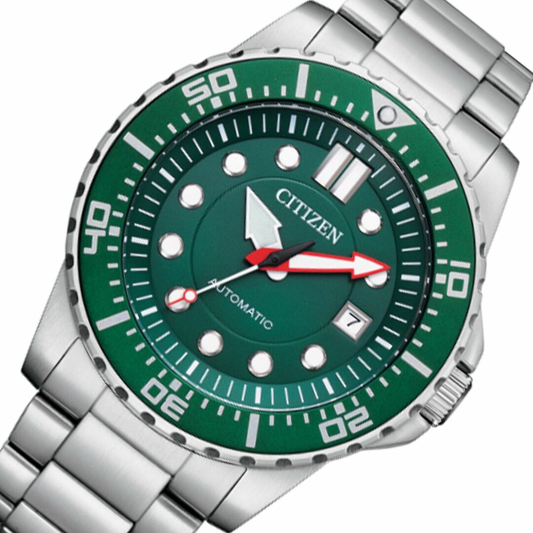 Citizen NJ0129-87X Sport 100M Automatic Green Dial Stainless Steel Men ...