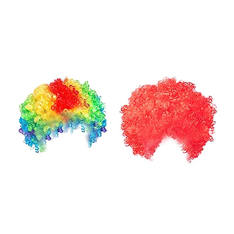 Pack of 2 Funny Clown Curly Wigs,Rainbow Wig Clown Wig,70's 80's Disco ...