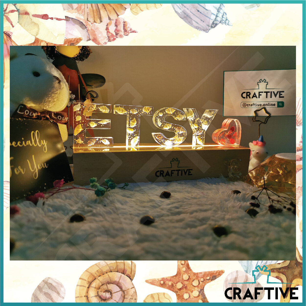 🔥READY STOCK🔥 CUSTOMIZE Resin Name Lamp | Lampu Nama | Shell Theme Best ...