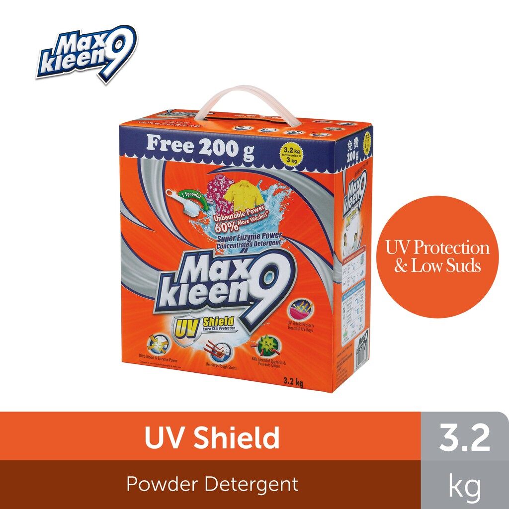 MAXKLEEN 9 MAX KLEEN 9 Super Enzyme Powder Detergent 3.2KG | Lazada