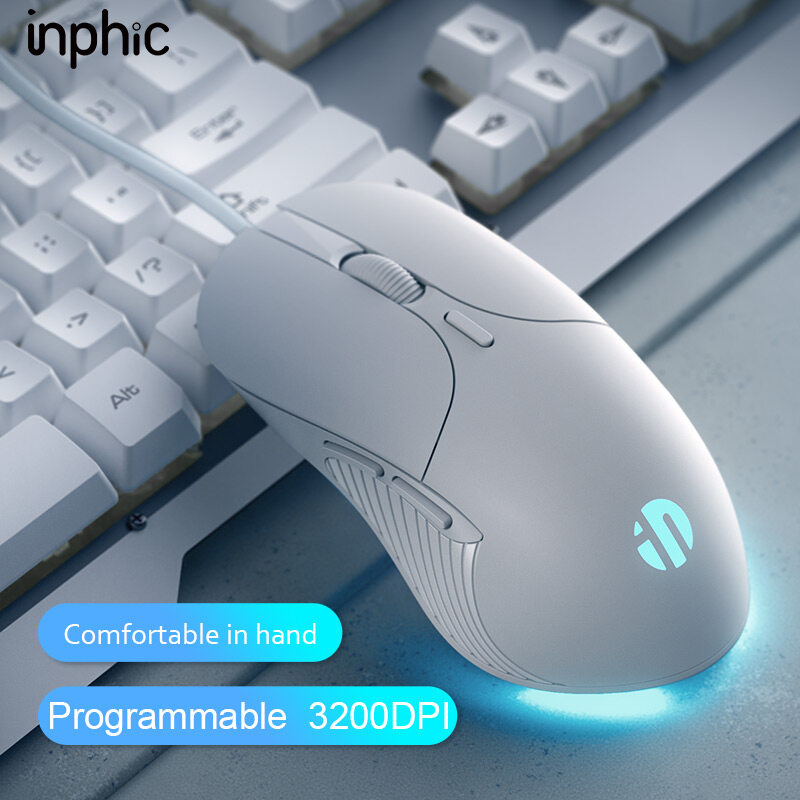 Inphic Pb1 Wired Gaming Mouse 3200 Dpi Optical Silent Mouse 6 Buttons Programmable With 7