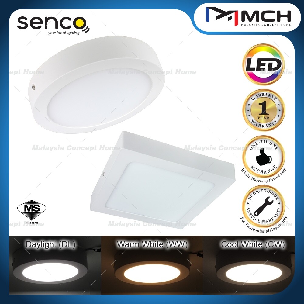 SENCO 12W/18W/24W LED SURFACE DOWNLIGHT ROUND/SQUARE [SIRIM CETIFICATED ...