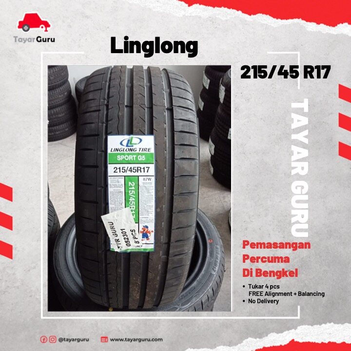 Linglong 215/45R17 Tayar Baru (Installation) 215 45 17 New Tyre Tire ...