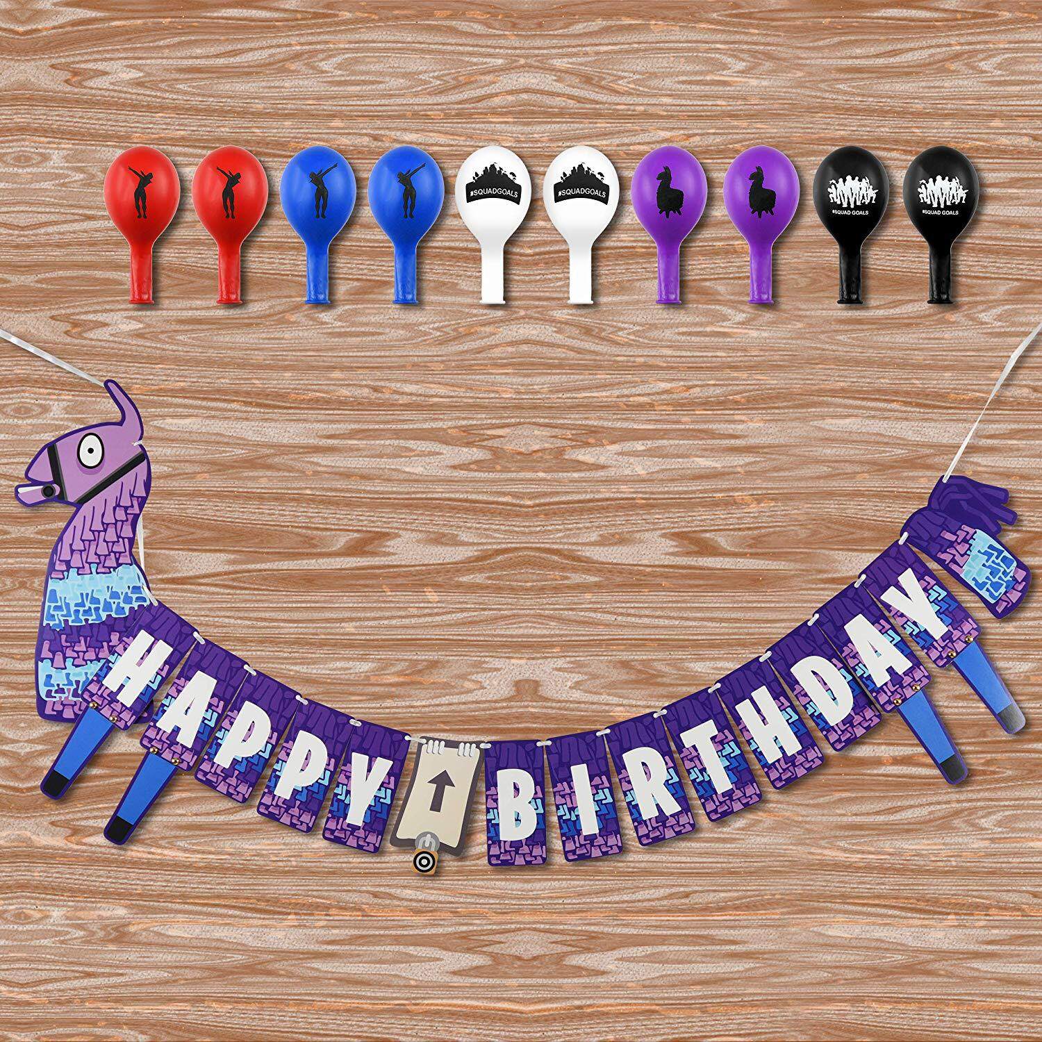 【สหรัฐอเมริกา Stock 】16 Pcs Fortnite ชุดลูกโป่งด้วย Alpaca Happy ธง ...