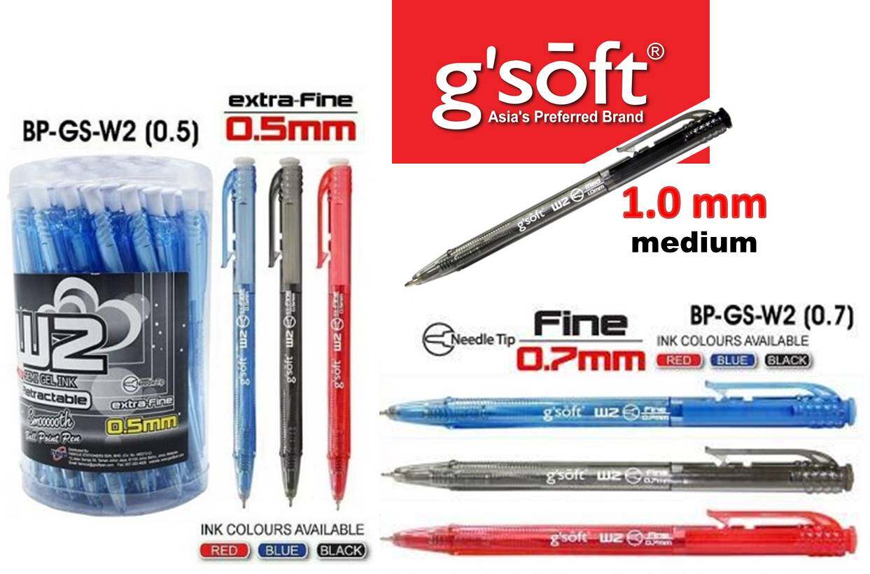Gsoft W2 Ball Pen Semi Gel Pen (Pen mata bulat) | Lazada