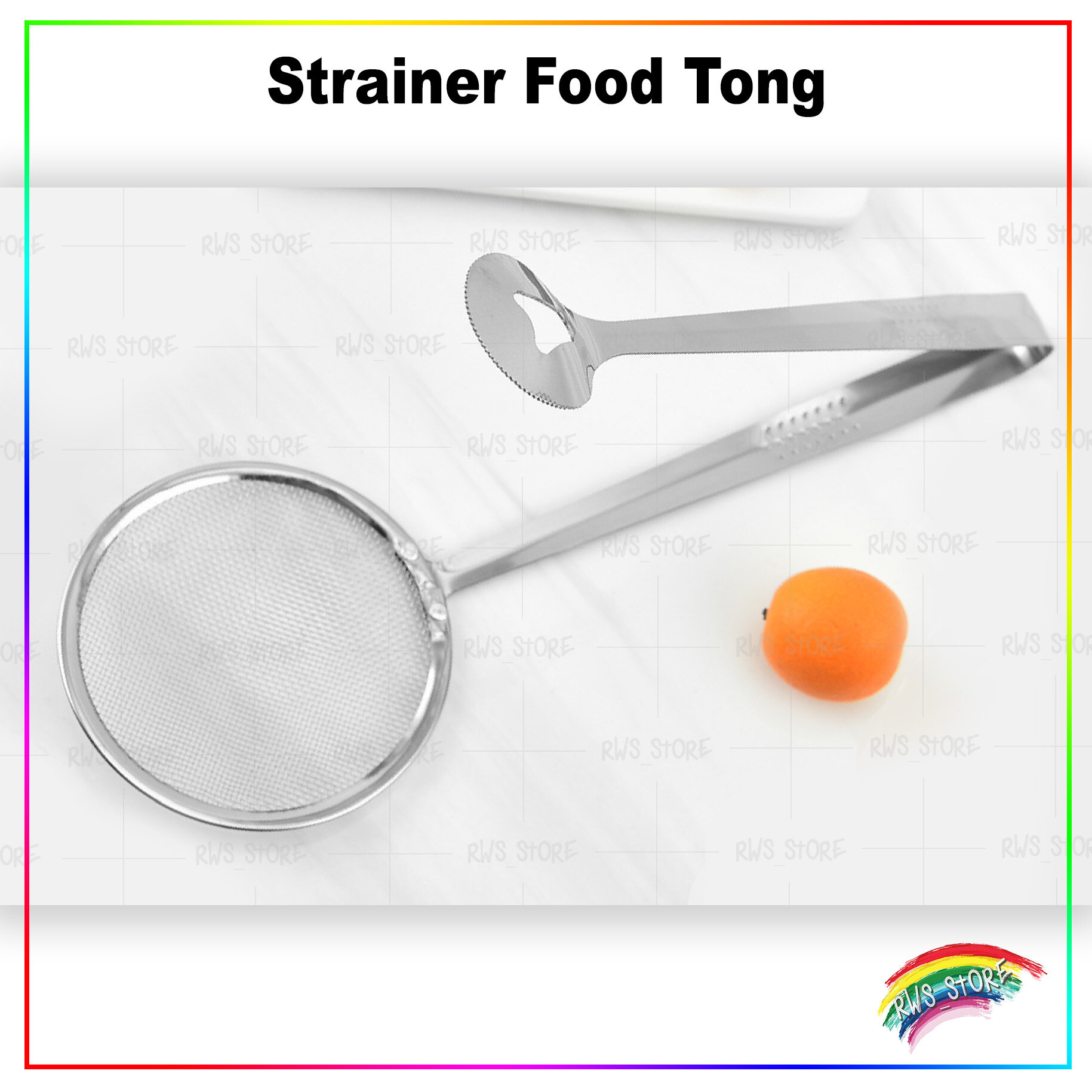 Strainer Food Tong 不锈钢沥油食物夹 Penyepit Makanan dengan Penapis Minyak | Lazada