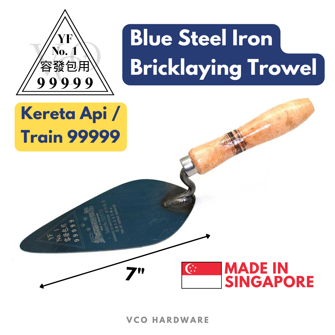 7" Train 99999 Blue Steel Bricklaying / Plastering Trowel / Simen Spoon ...