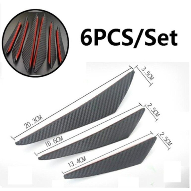6pcs Universal Carbon Fiber Style Car Front Bumper Lip Splitter Body ...
