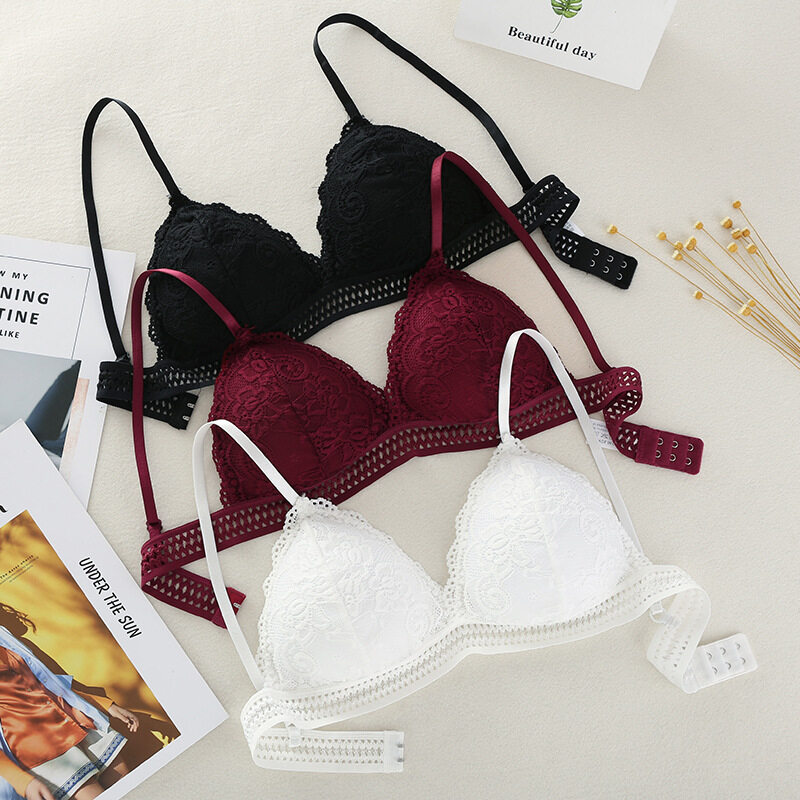 【prettyset】thin Sex French Style Bra Bralette Lace Wireless Triangle Cup Women Lingerie Soft Bra