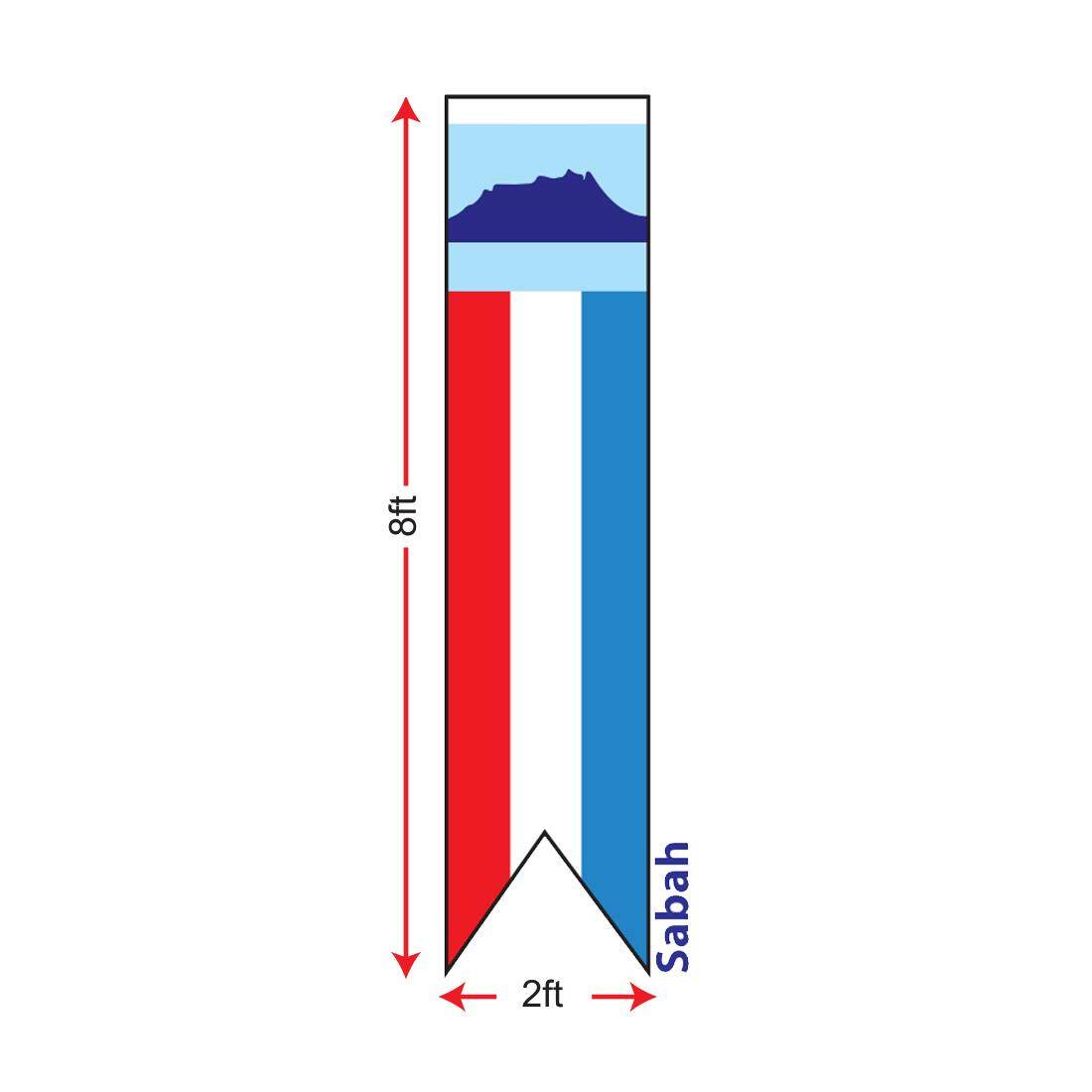 Sabah Flag 2x8ft Banner, Bendera Sabah 2x8ft, Polyester | Lazada