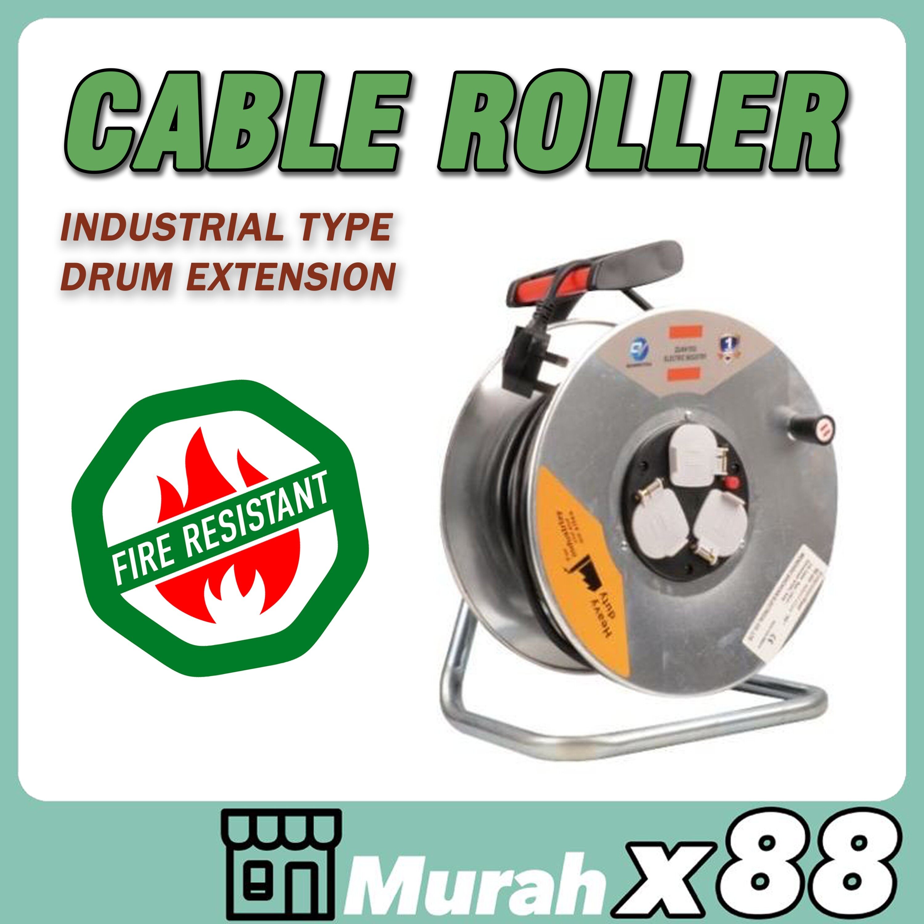 Steel Body Extension Cable Reel with 20M/30M/50M 3C Waterproof Cable ...