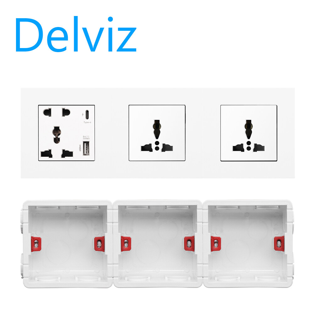 DELVIZ (EU/US/UK) 3 holes + 3 holes + 5 holes PD wall socket, Type-C ...