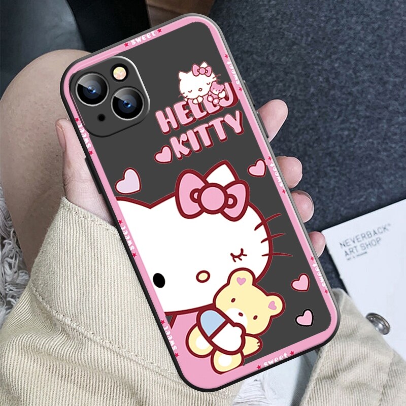 Hello Kitty เคสโทรศัพท์ iPhone,เคสซิลิโคนสำหรับ iPhone 12 13 11 Pro MAX ...