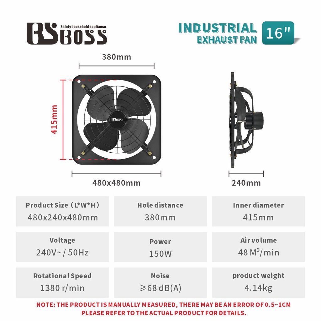 BS BOSS exhaust fan 8-24 inch Wall Type Light Duty Industrial kitchen ...
