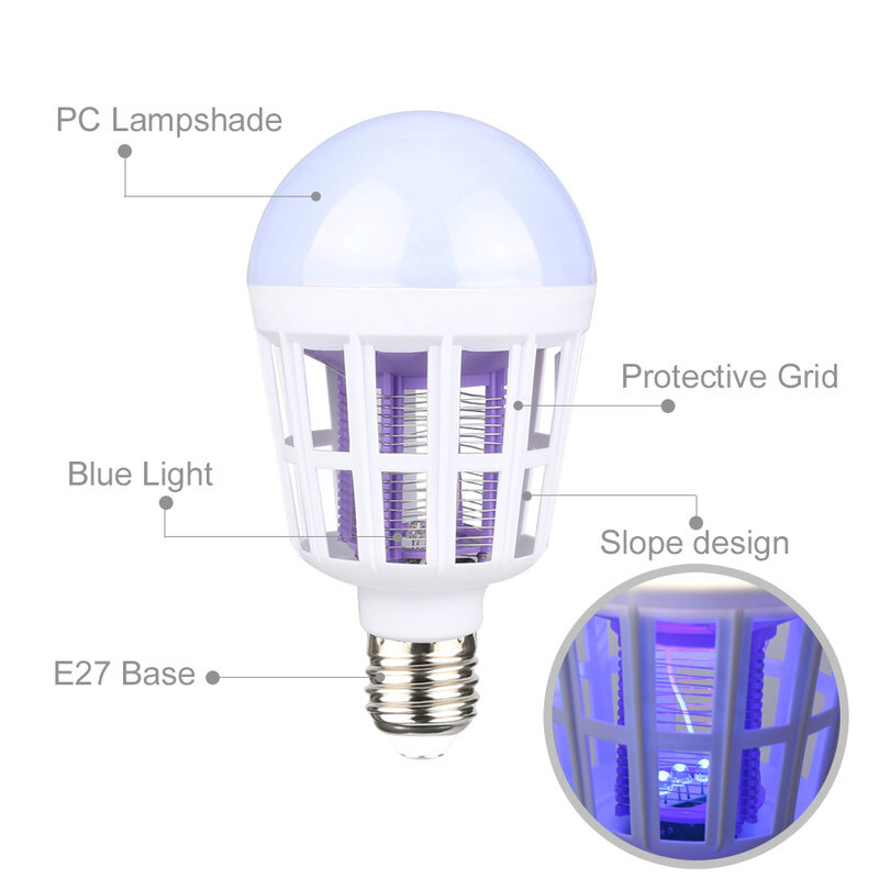 [Hot Sale] Sheuab J E27 UV LED Bulb 15W Mosquito Killer Lamp 2 In 1 ...