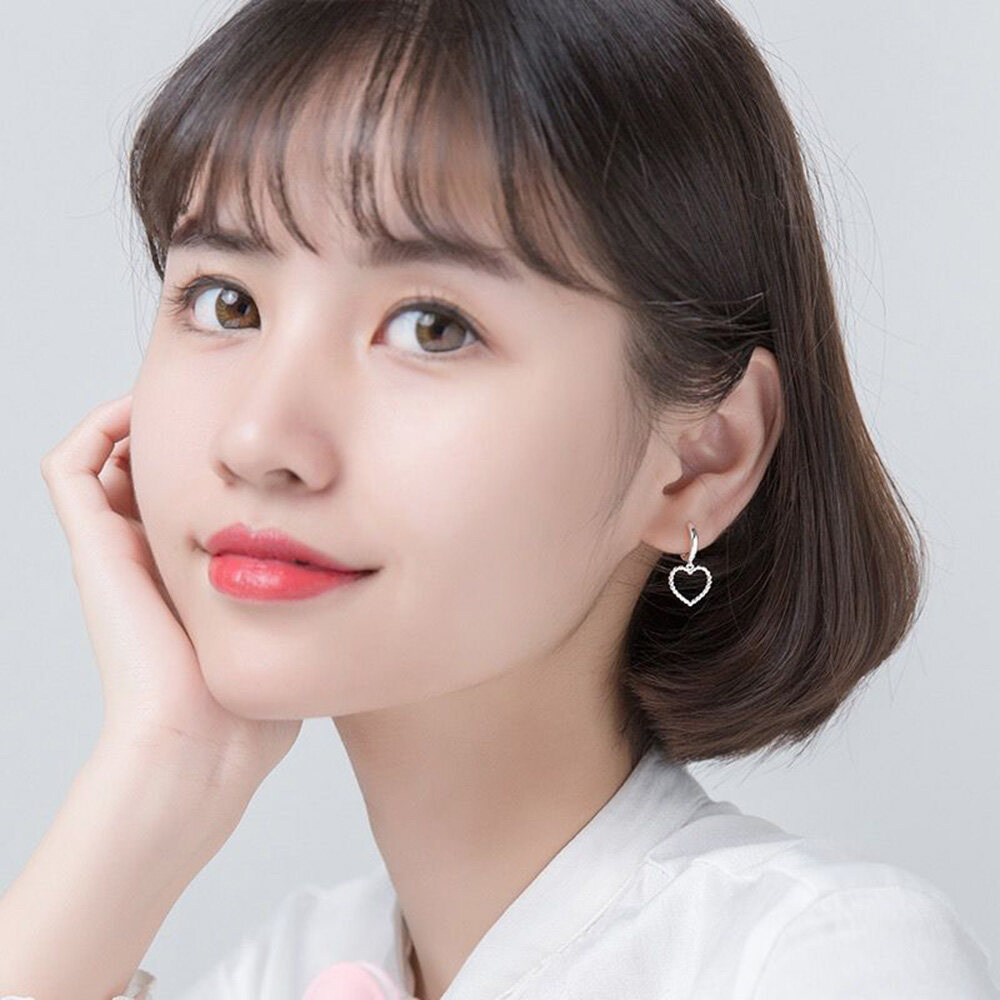 Sanhe ต่างหูเงินรุ่นเกาหลีปี S925,ต่างหูแบบกลวงขนาดเล็กแสดงบุคลิกภาพความรักอารมณ์แฟชั่นสำหรับ ...