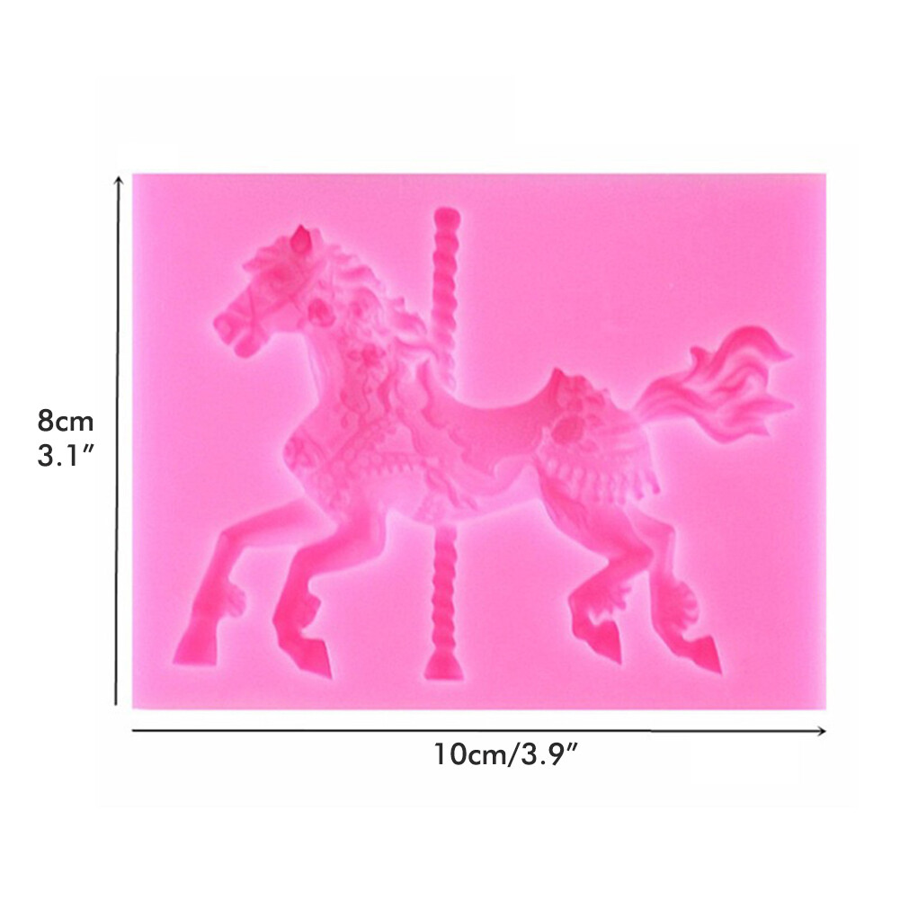 Silicone Mold 3D Carousel Horse Chocolate Mold Non-stick Fondant Mold ...