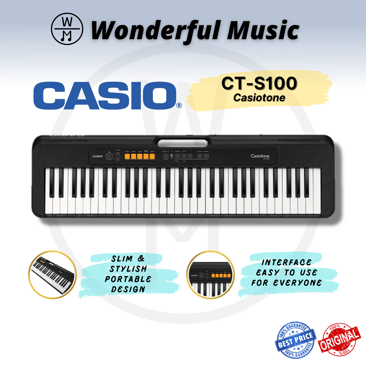 Casio Casiotone CT-S100 61-key Portable Keyboard | Lazada