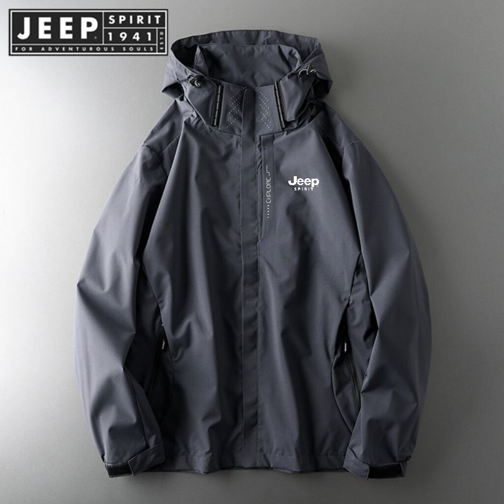 JEEP SPIRIT 1941หมวกถอดออกได้ของผู้ชายเสื้อคลุมชุดว่ายปีนเขาแบบบางกันลม ...