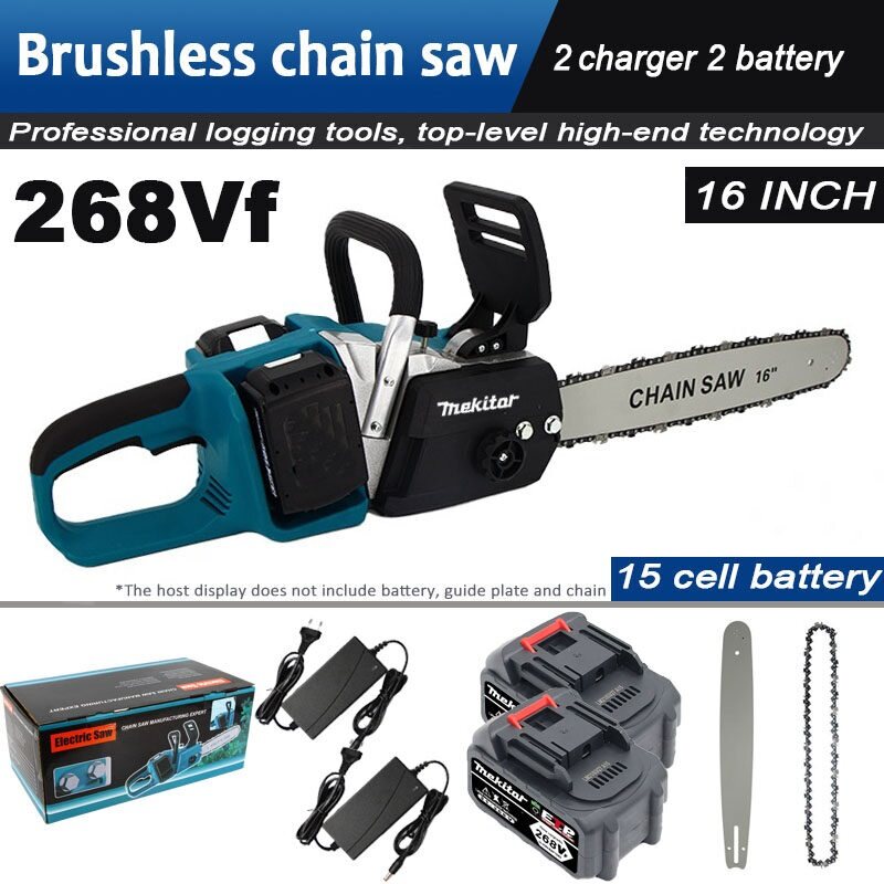 Mekitor chain saw cordless chainsaw battery 16 inch heavy duty electric ...