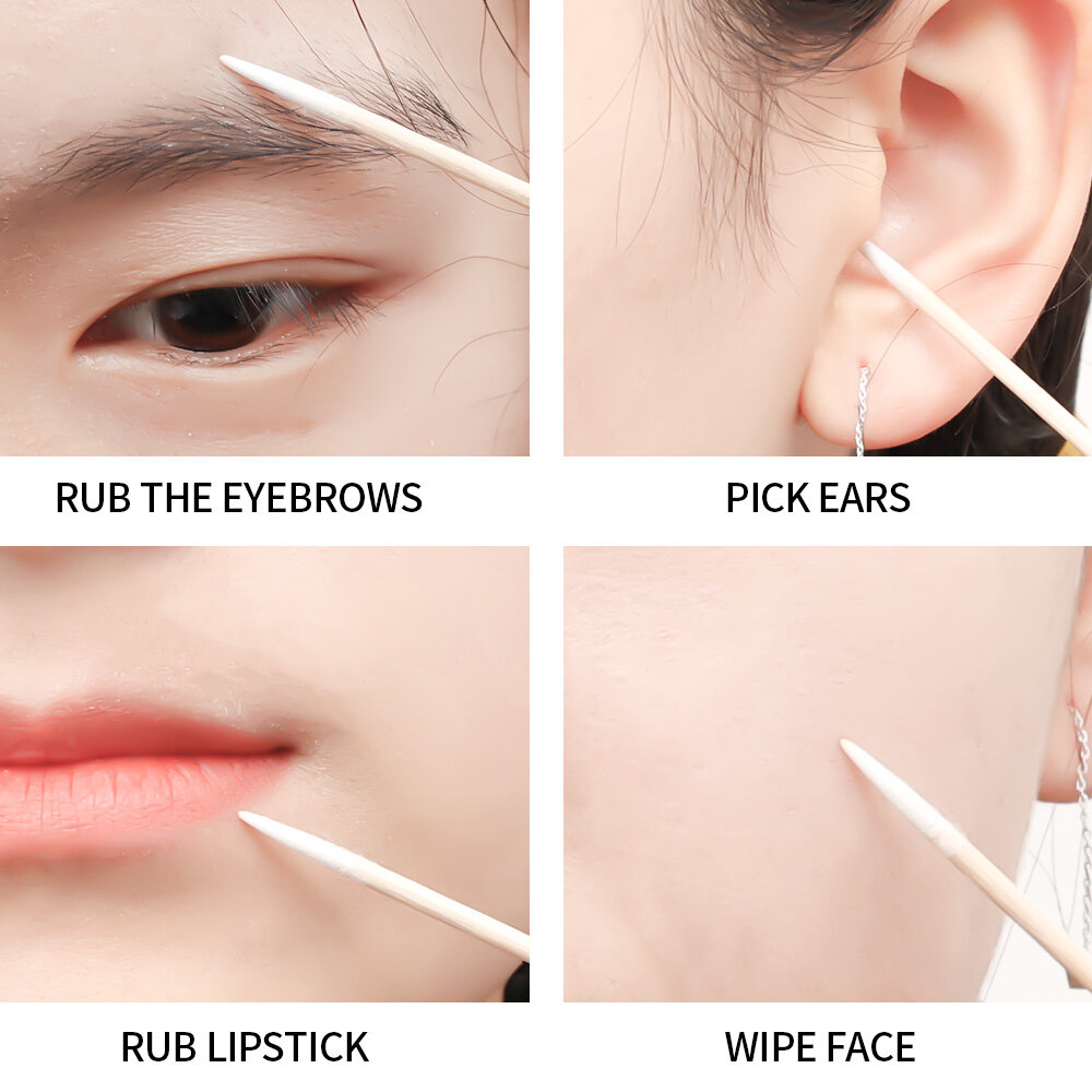 【KIMOU】100 PCS ทิ้ง Single-Ended Ultra-Small Eyebrow Cotton Swab Lint ...