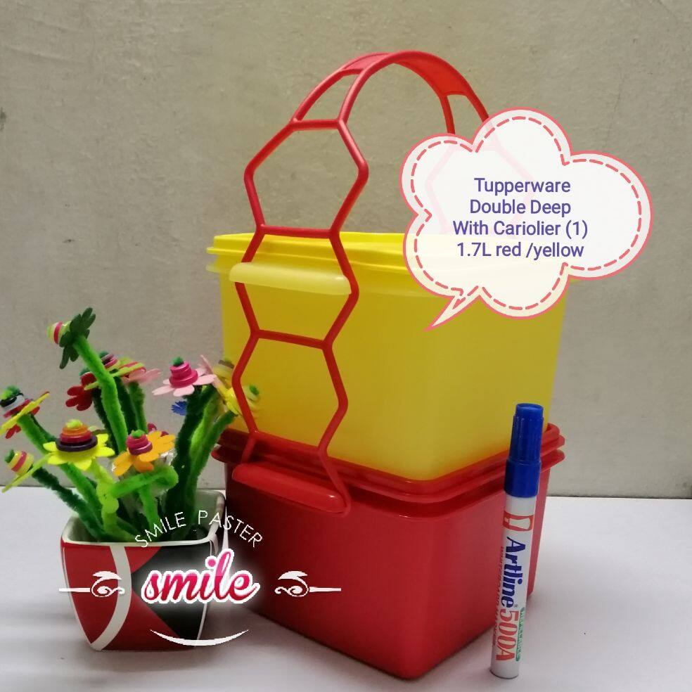 Tupperware Double Deep With Cariolier 1.7L (1) red /yellow | Lazada