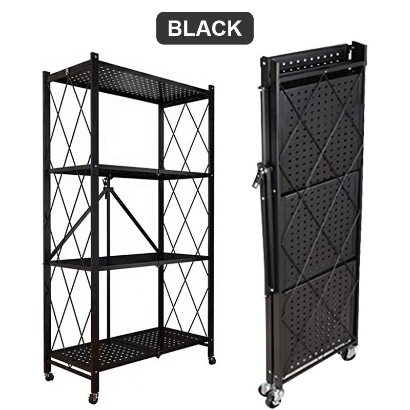 STRONG LOAD BEARING 💖 Foldable Storage Rack Wheel Multi Tier Kitchen ...