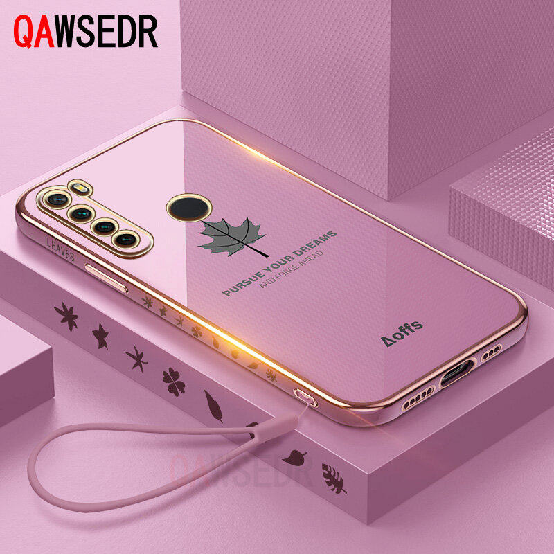 QAWSEDR เคสเคลือบใบเมเปิ้ลสำหรับ Redmi Note 8,เคส TPU นิ่มป้องกันกล้อง ...