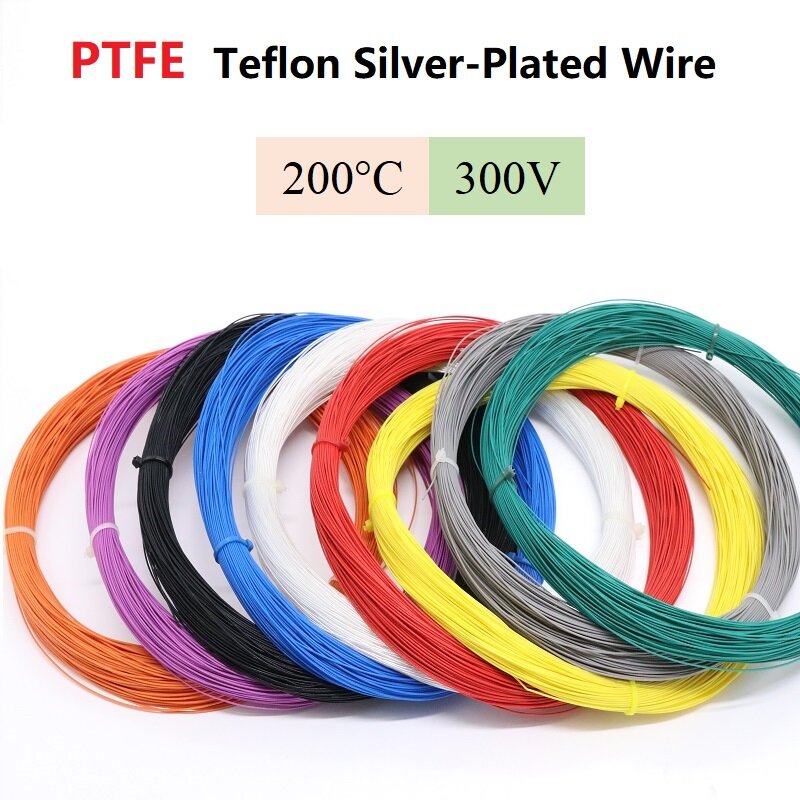 2Meter 28WG PTFE Teflon Silver Plated Wire Oxyten-Free Copper Cable ...