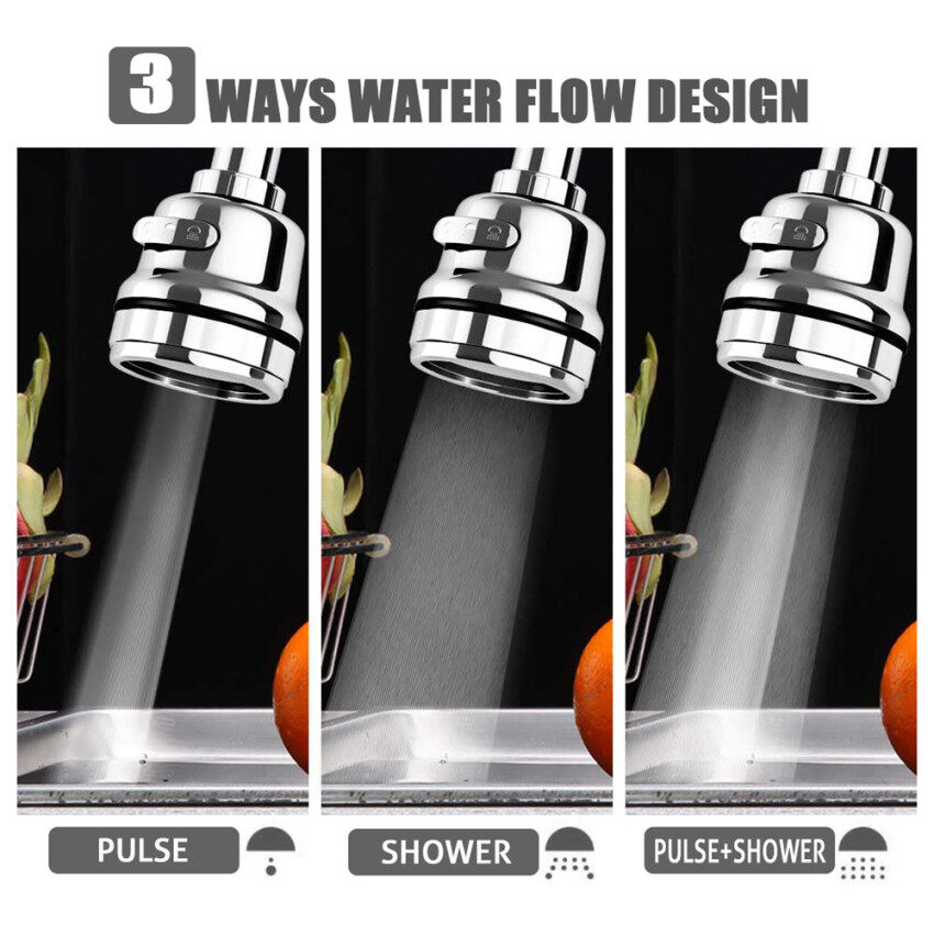 3โหมด Movable Tap Kitchen Faucet Head 360 ° Rotatable Faucet Sprayer ...