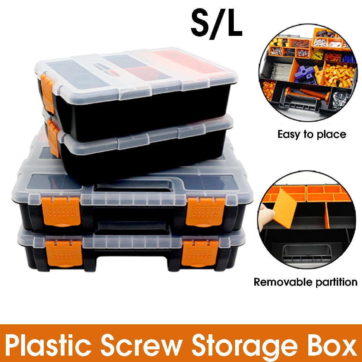 Plastic Carry Tool Storage Box Case Screw Hardware Organizer Container ...