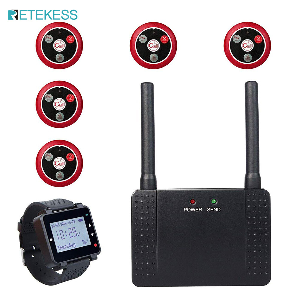 Retekess T128 ร้านอาหารระบบเพจเจอร์ Call ระบบนาฬิกาแบบชาร์จได้ Pager ...