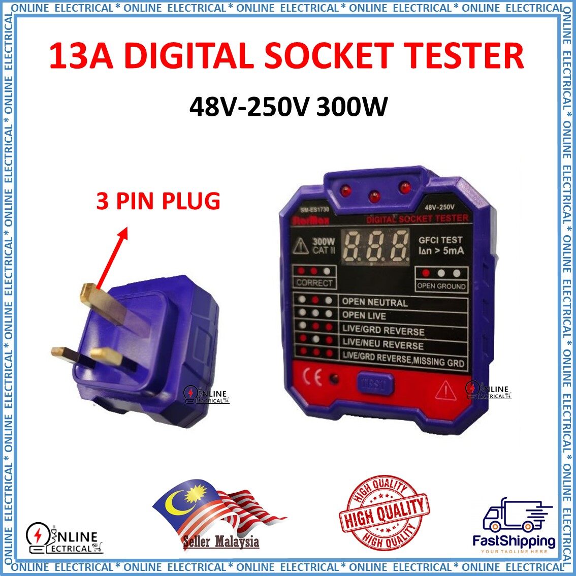 13 AMP ELCB & SOCKET TESTER TRIPS TEST | Lazada