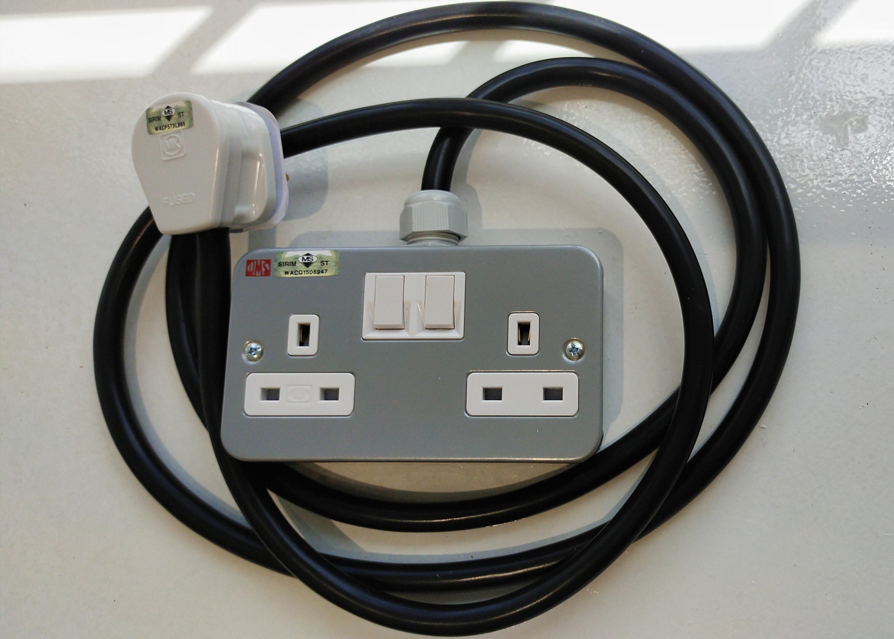 Heavy Duty Metal Clad Extension Trailing Socket Extension Wire 2 gang ...