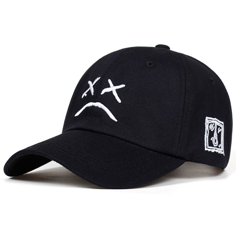 Dad Hat Embroidered Cotton Baseball Cap Sad Face Hat Hip Hop Cap ...